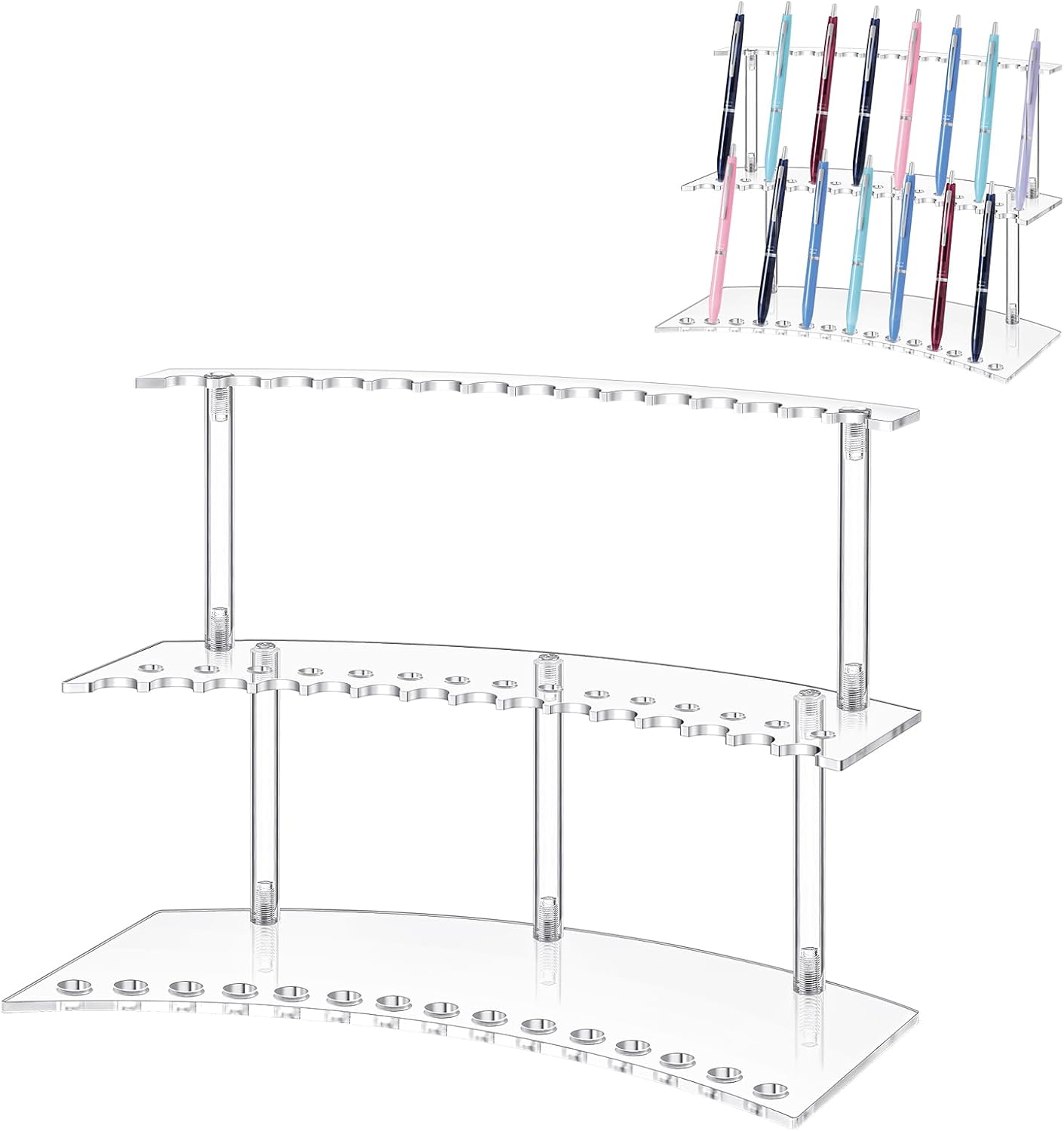 Amazon.com: GMOMKE Acrylic Pen Display Stand, Pen Holder 2-Tier 30 Slot ...