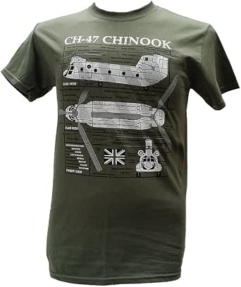 Chinook CH-47 Military Helicopter T Shirt with Blueprint Design ...