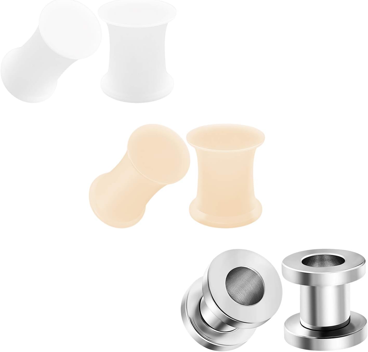 Amazon.com: BIG GAUGES 3 Pairs White Skin Silicone 2gauges 6mm Surgical ...