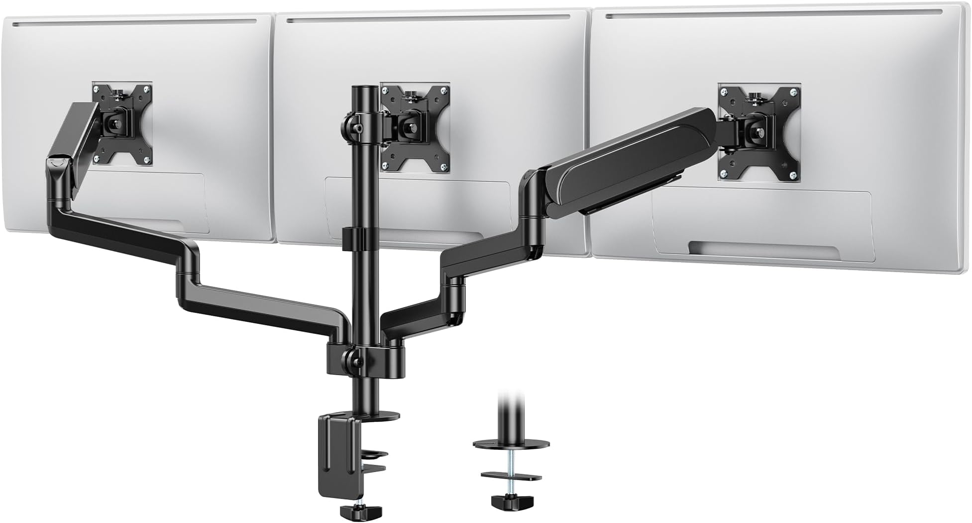 VonHaus Triple Monitor Stand for 13-27" Screens, Three Screen Mount ...