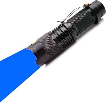 XYSRZ Blue LED Flashlight with Clip and Adjustable Focus for Hunting ...