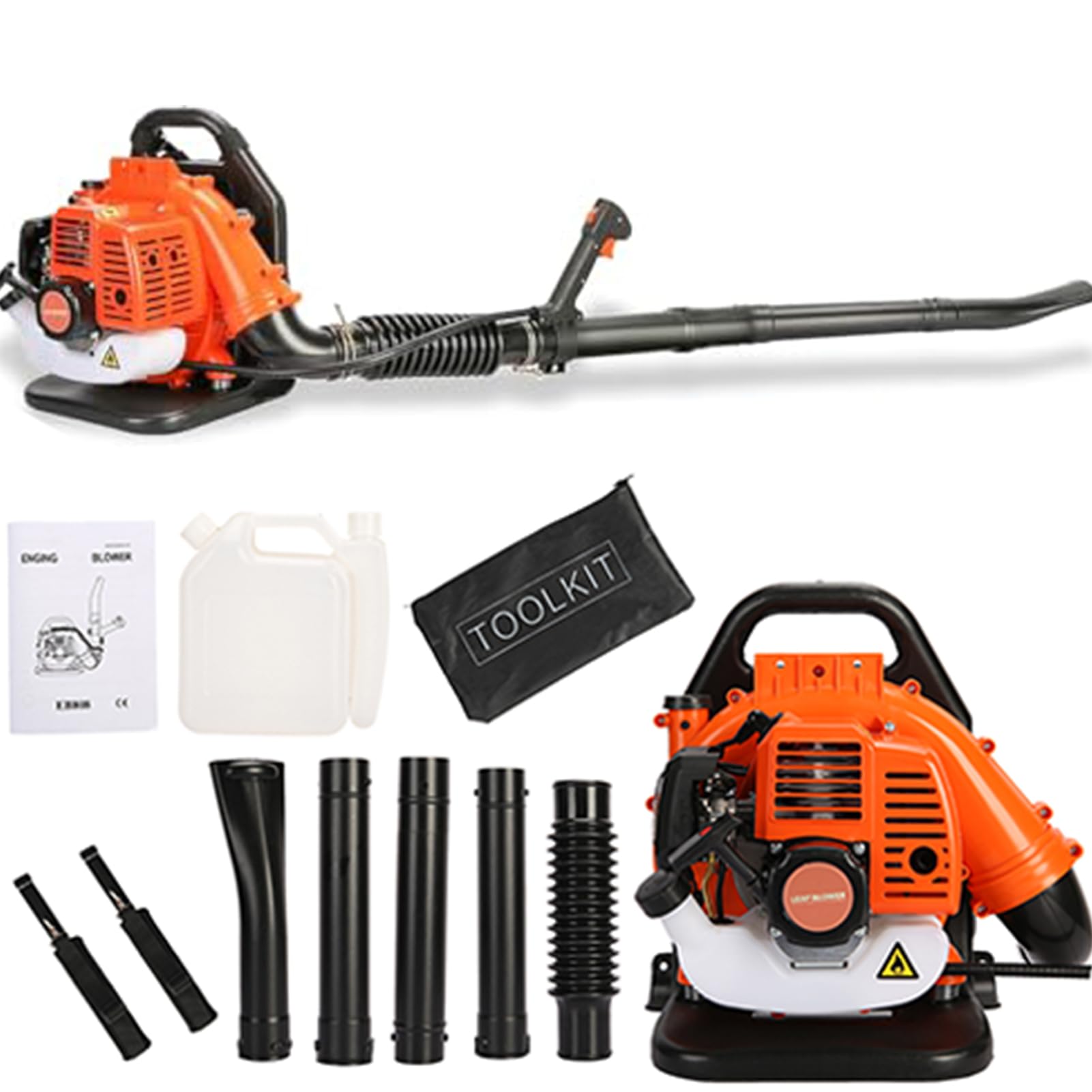 Gas Leaf Blower, 6800 RPM Backpack Leaf Blower, 52CC 550CFM 2-Stroke 1. ...