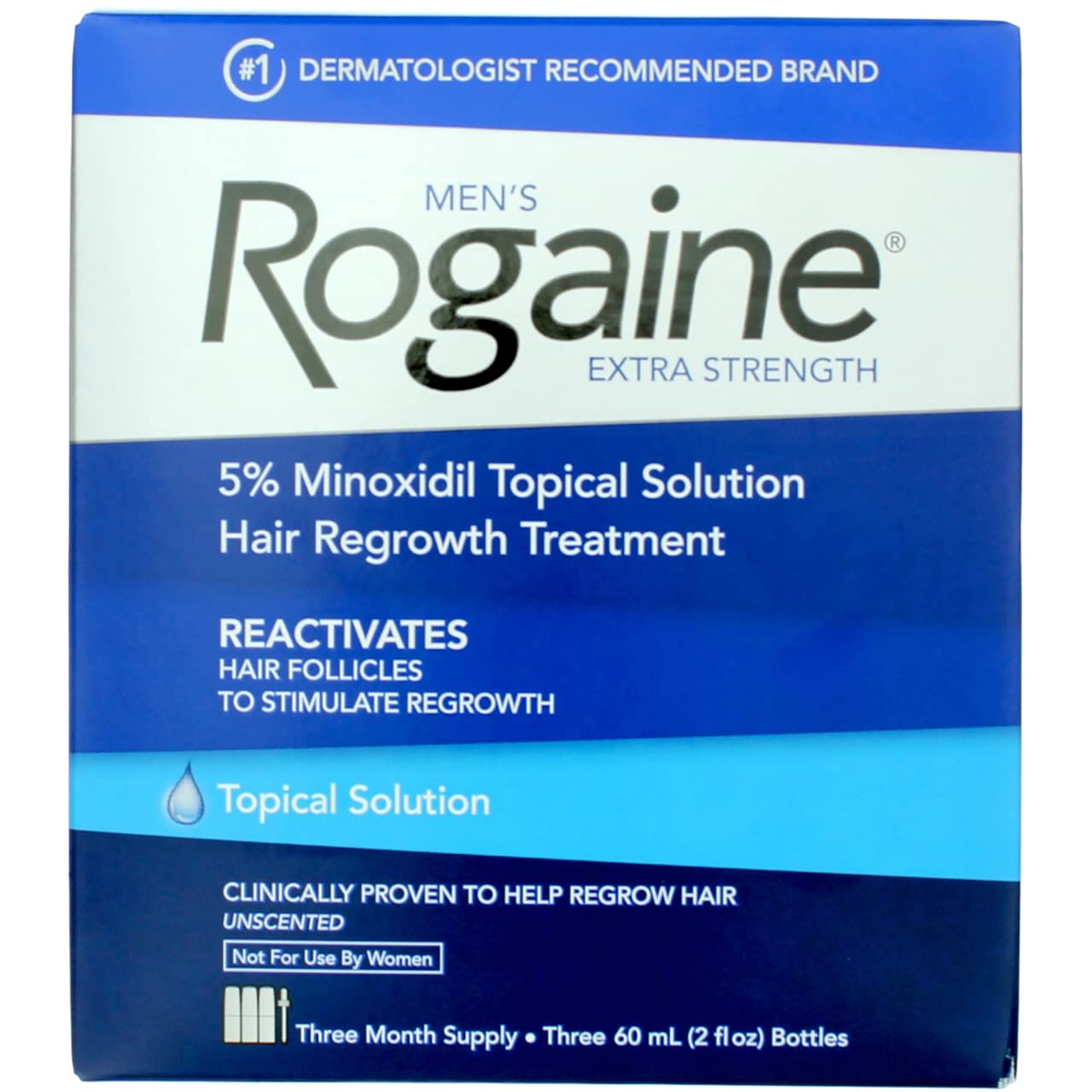Amazon.com : Rogaine Men Extra Strength Unscented 6z : Hair Regrowth ...