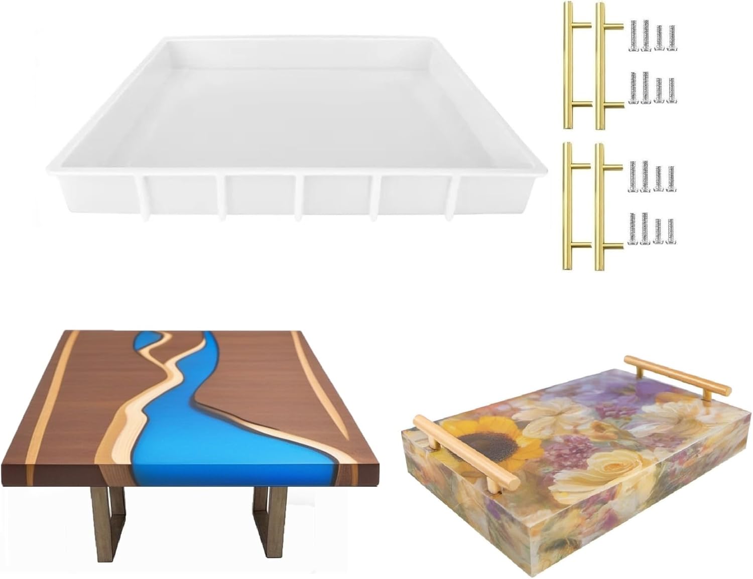 Amazon.com: Rectangle Resin Tray Silicone Molds 16 x 12 Inch Epoxy Mold ...