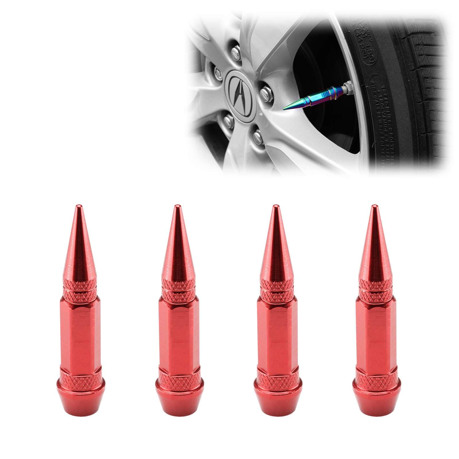 Amazon.com: TVC28 Red 4pcs Long Spike Spiked Tire Valve Stem Caps Metal ...