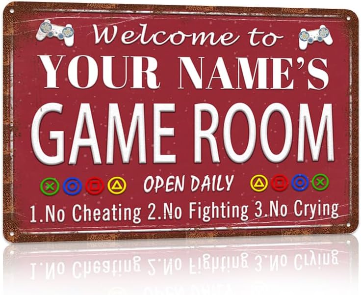Amazon.com: Custom Game Room Metal Tin Sign Personalized Name Aluminum ...