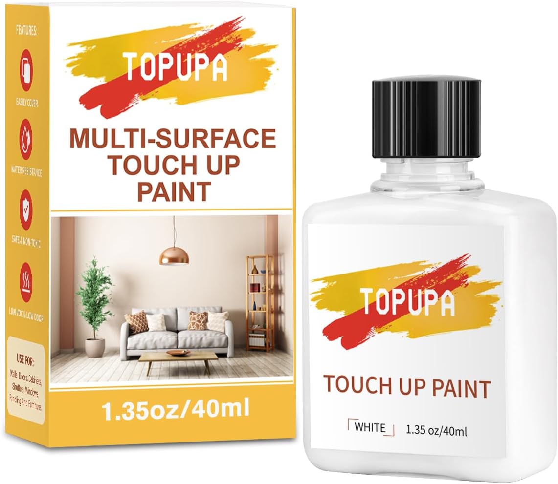 TOPUPA White Touch Up Paint, Cabinet Furniture 40ml Multi-Surface Paint ...
