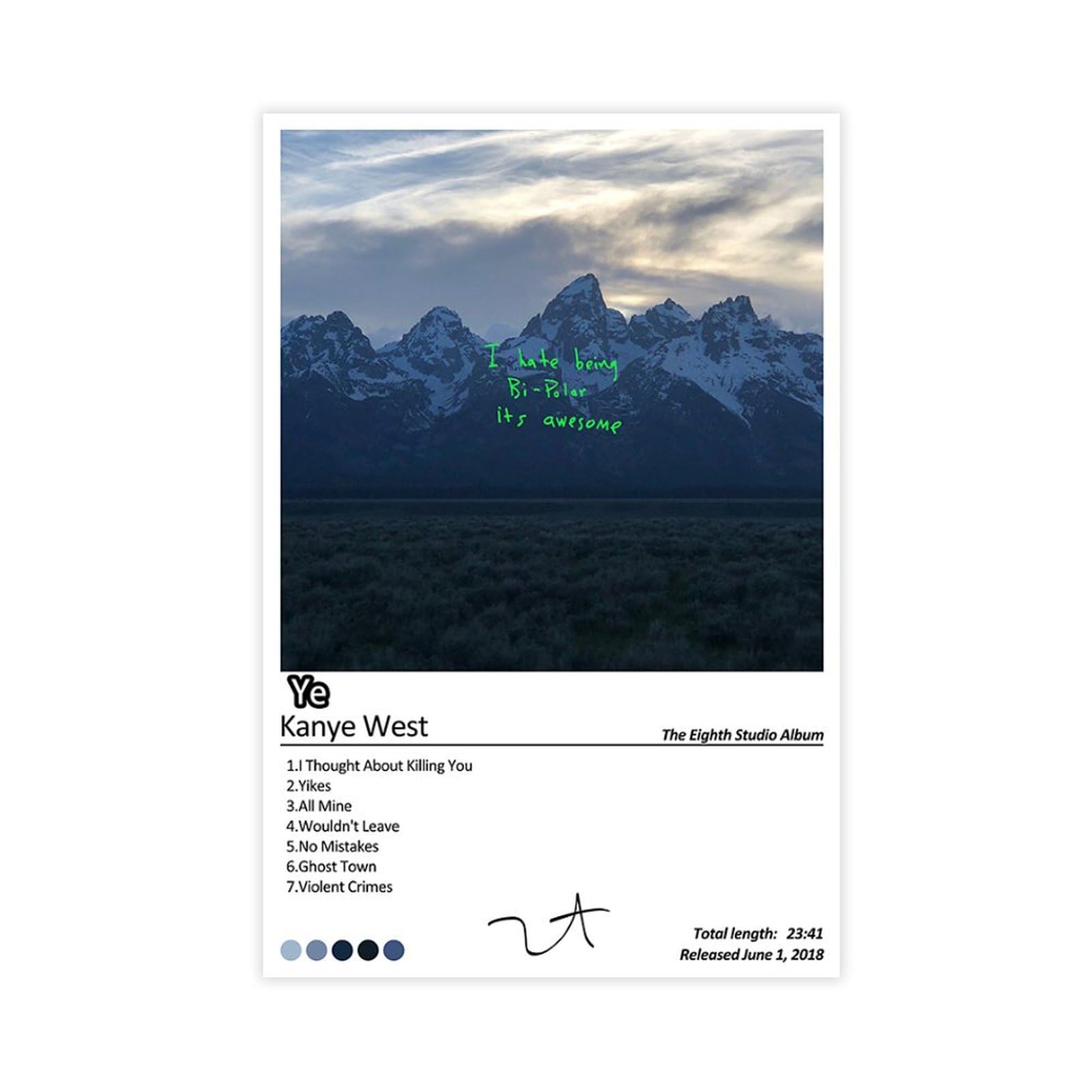 Amazon.com: WYDHBFD Kanye West Album Cover Poster Ye Canvas Poster ...