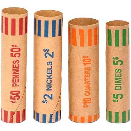 Amazon.com : 100pcs Assorted Heavy Duty Preformed Coin Wrappers Rolls ...