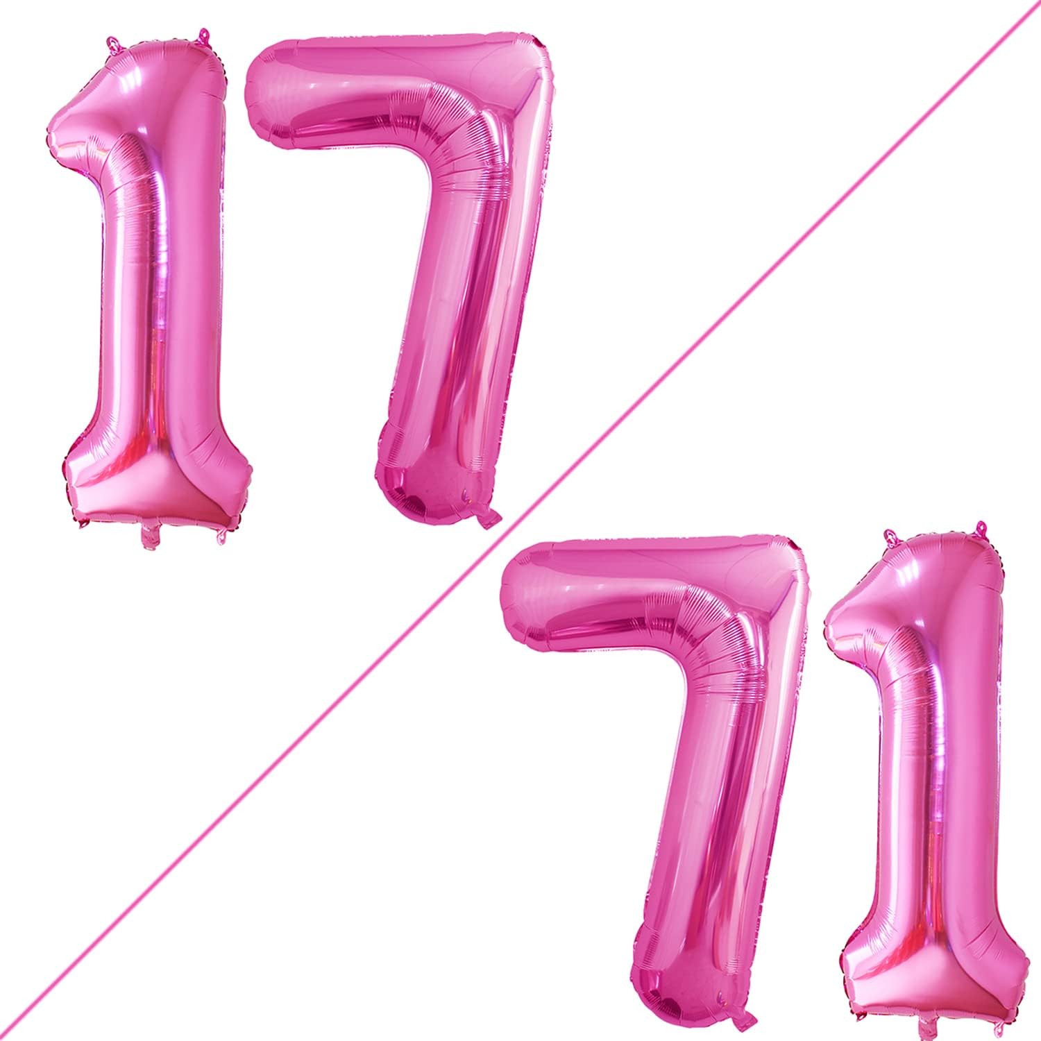 Amazon.com: GOER Number 17 Balloons for 17th Birthday Sweet 17 Party ...