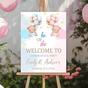 Amazon.com : Personalized Gender Reveal Yard Sign Blue Pink, He Or She ...