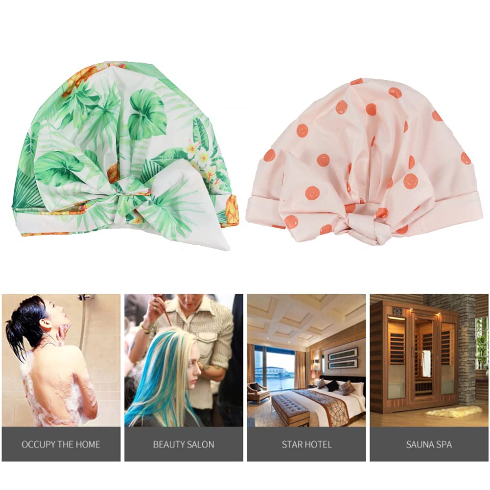 2 PCS Fashion Bowknot Shower Caps for Women Waterproof Shower Cap ...