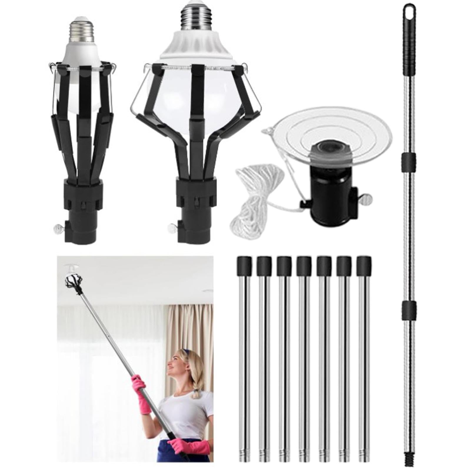 Toseky Light Bulb Changer Tool Set, 13ft Assembled Light Bulb Extension ...