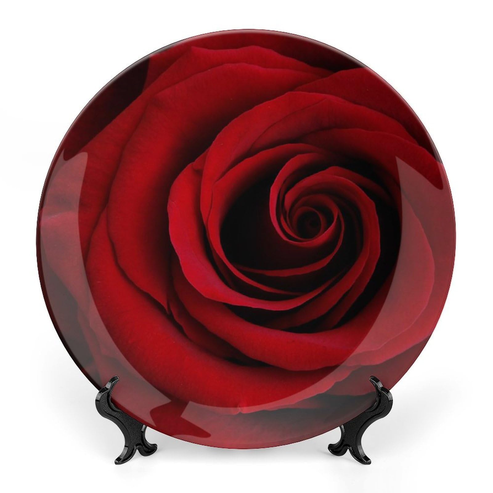 Amazon.com | Rose Flower Red Plant Decorative Plate for Wall Ceramic ...