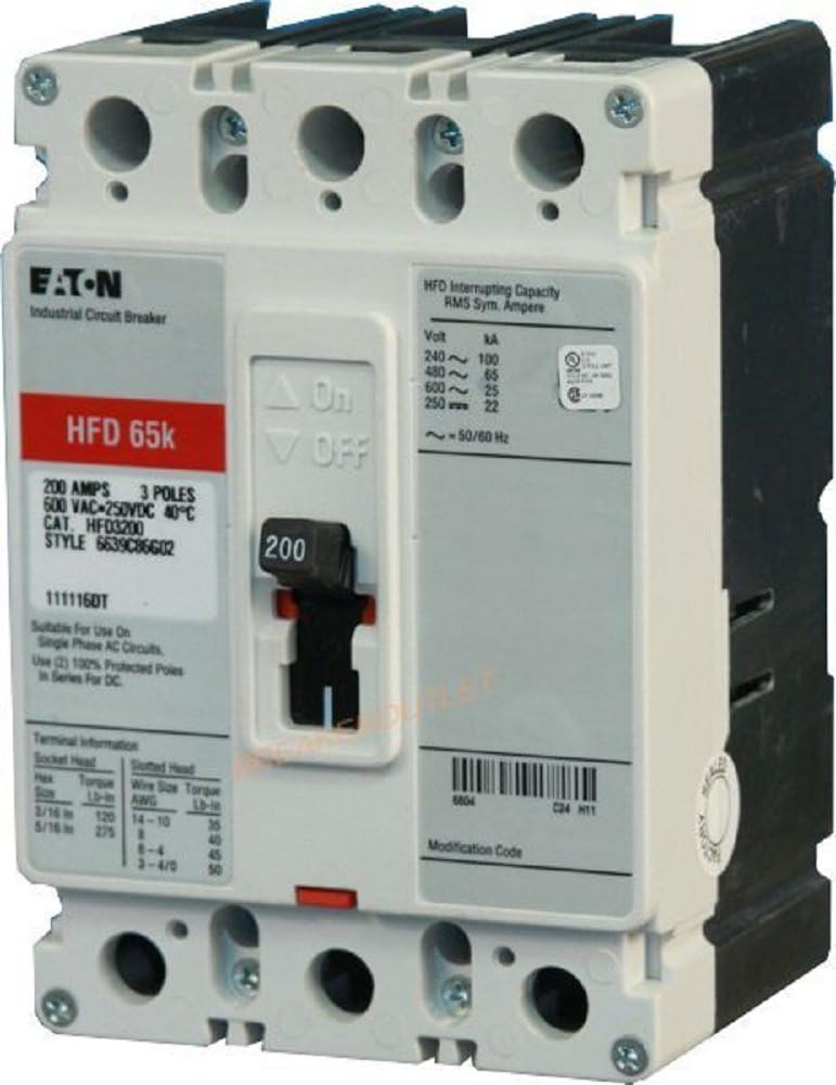 New Cutler-Hammer Eaton HFD3150 Circuit Breaker 3 Poles 150A 600V 65k ...