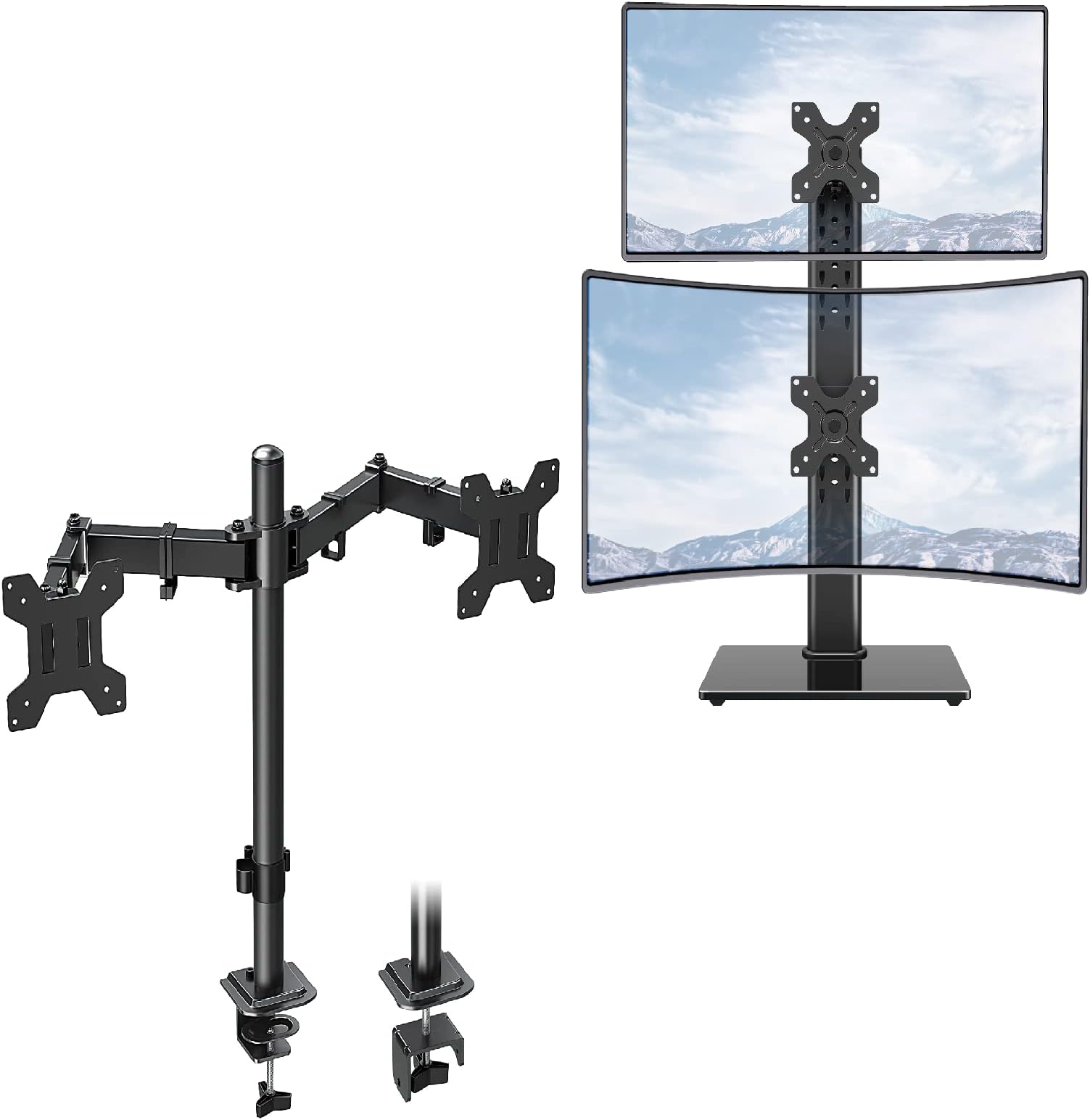 Amazon.com: MOUNTUP Dual Monitor Stand & Vertical Dual Monitor Mount ...