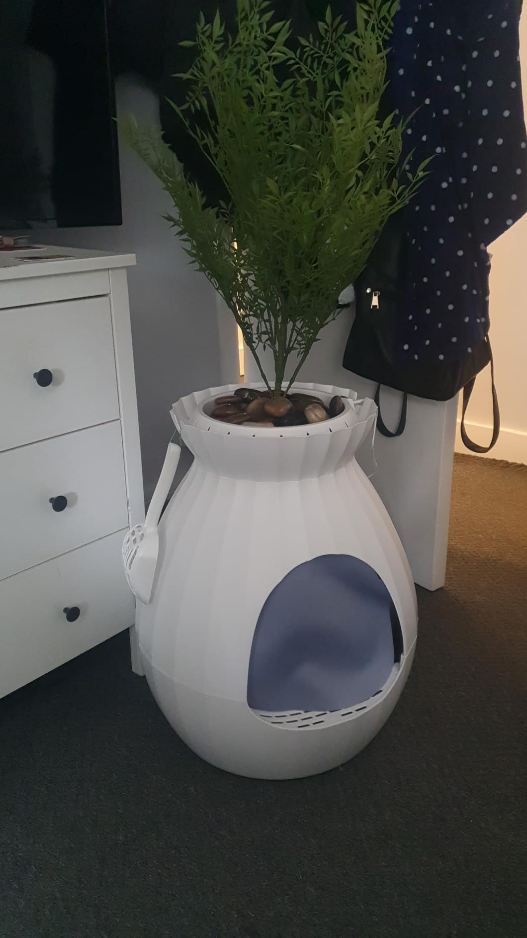 COSTWAY Cat Litter Box Enclosure, Plant Hidden Litter Box Furniture ...