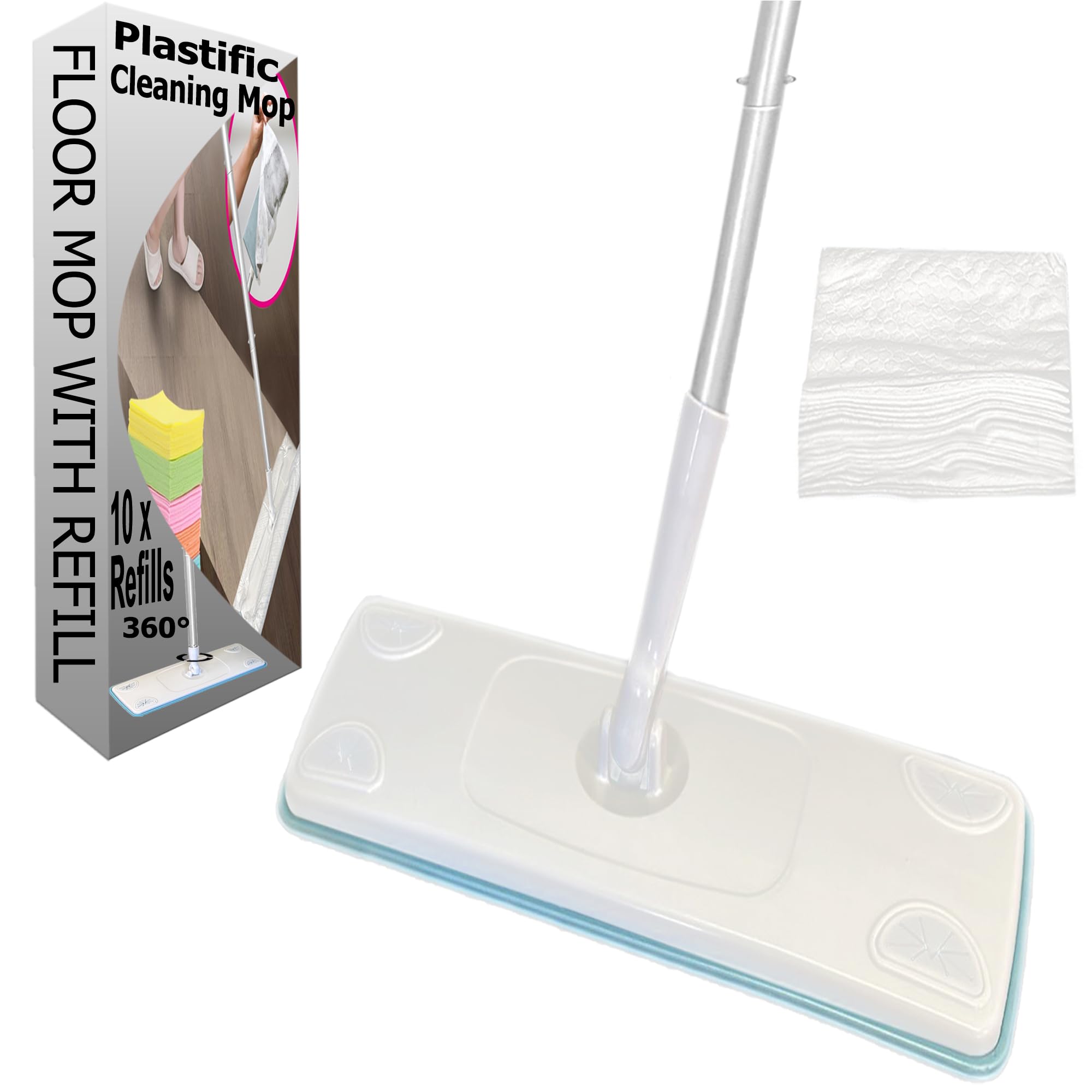 Super Absorbent Microfiber Dust Mop With FREE 10 x REFILLS, Telescopic ...