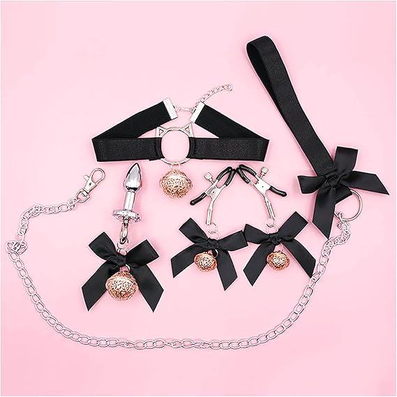 Amazon.co.jp: Orirya アナルプラグ チョーカー 乳首クリップ 首輪 人間 sm リード 鈴 制服 コスプレ セクシー 過激 かわいい レディース sm 拘束具 女性 乳首 ...