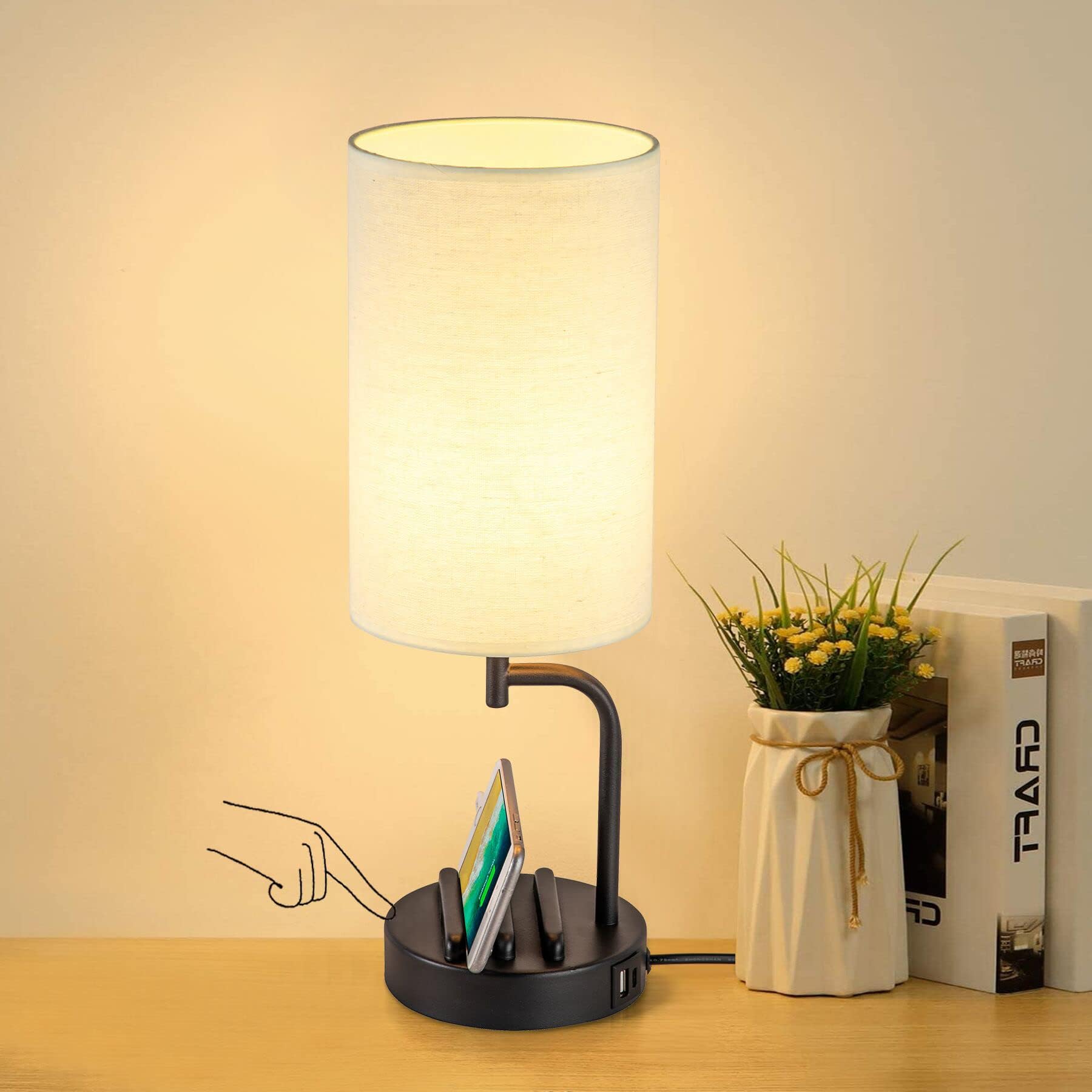 Dreamholder Touch Control USB Table Lamp, 3-Way Dimmable Bedside Desk ...