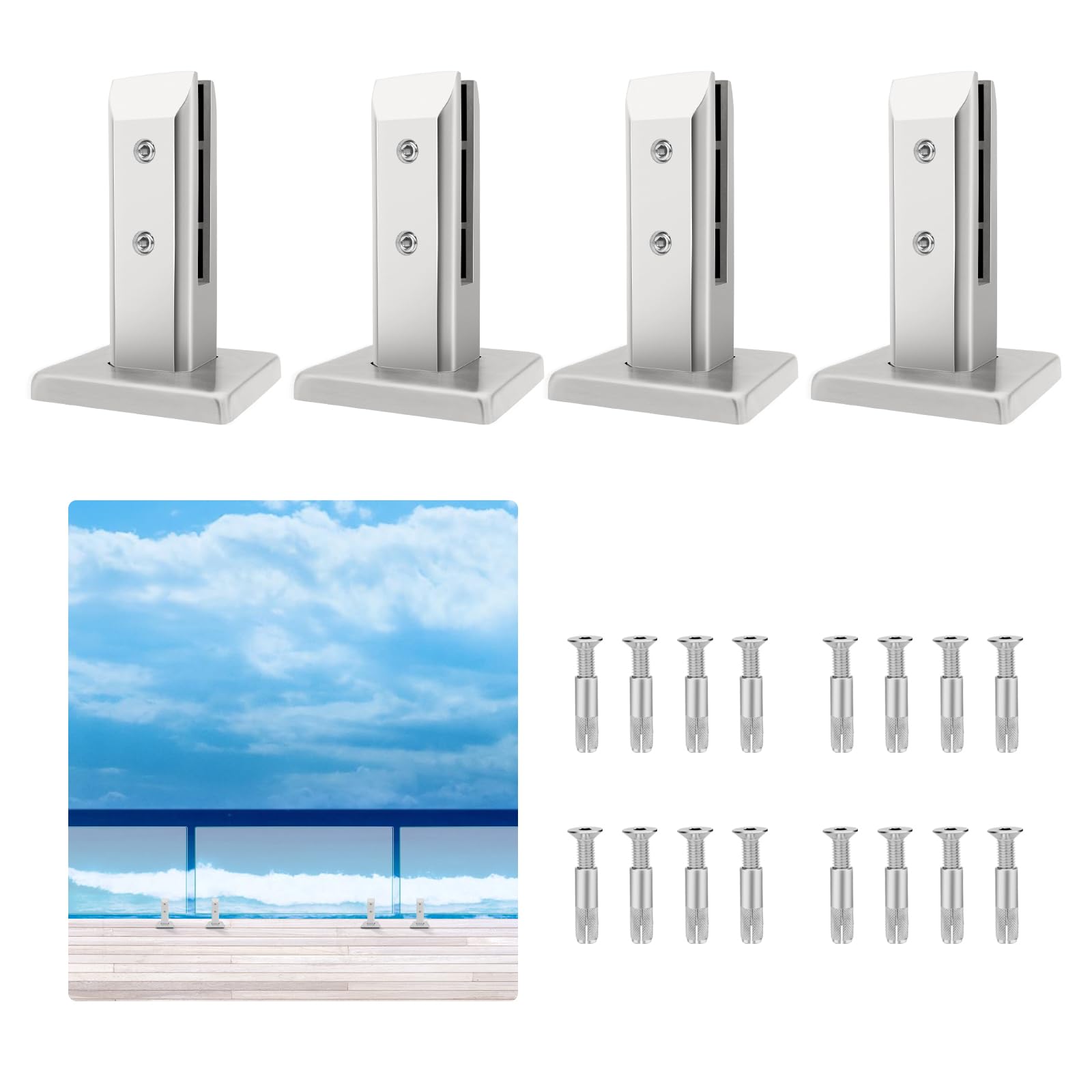 LukLoy 4 Pack Glass Railing Clamp 960g Heavy Duty 316 Stainless Steel ...