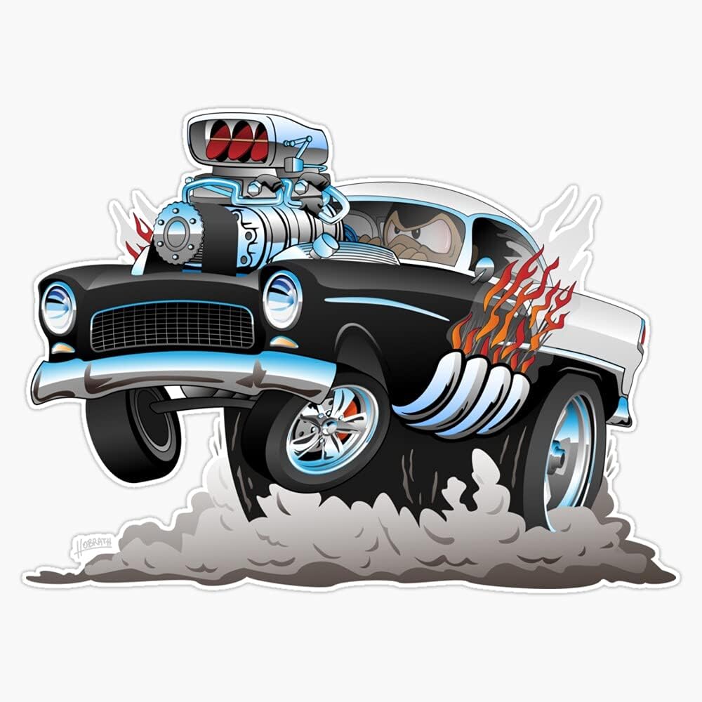 Amazon.com: BZ Trading Classic 55 Hot Rod Funny Car Cartoon Vinyl Decal ...