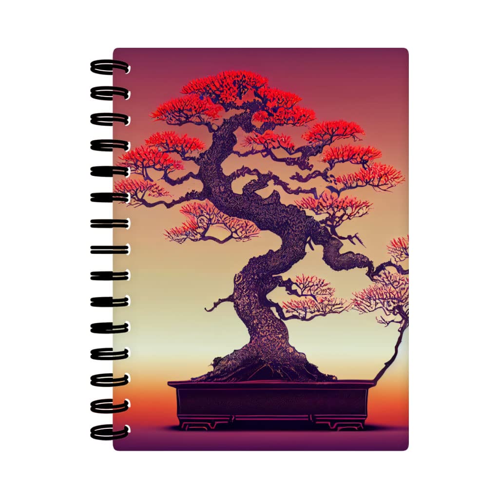 Japanese Flower Spiral Notebook - Plant Notebook - Red Notebook: Amazon ...