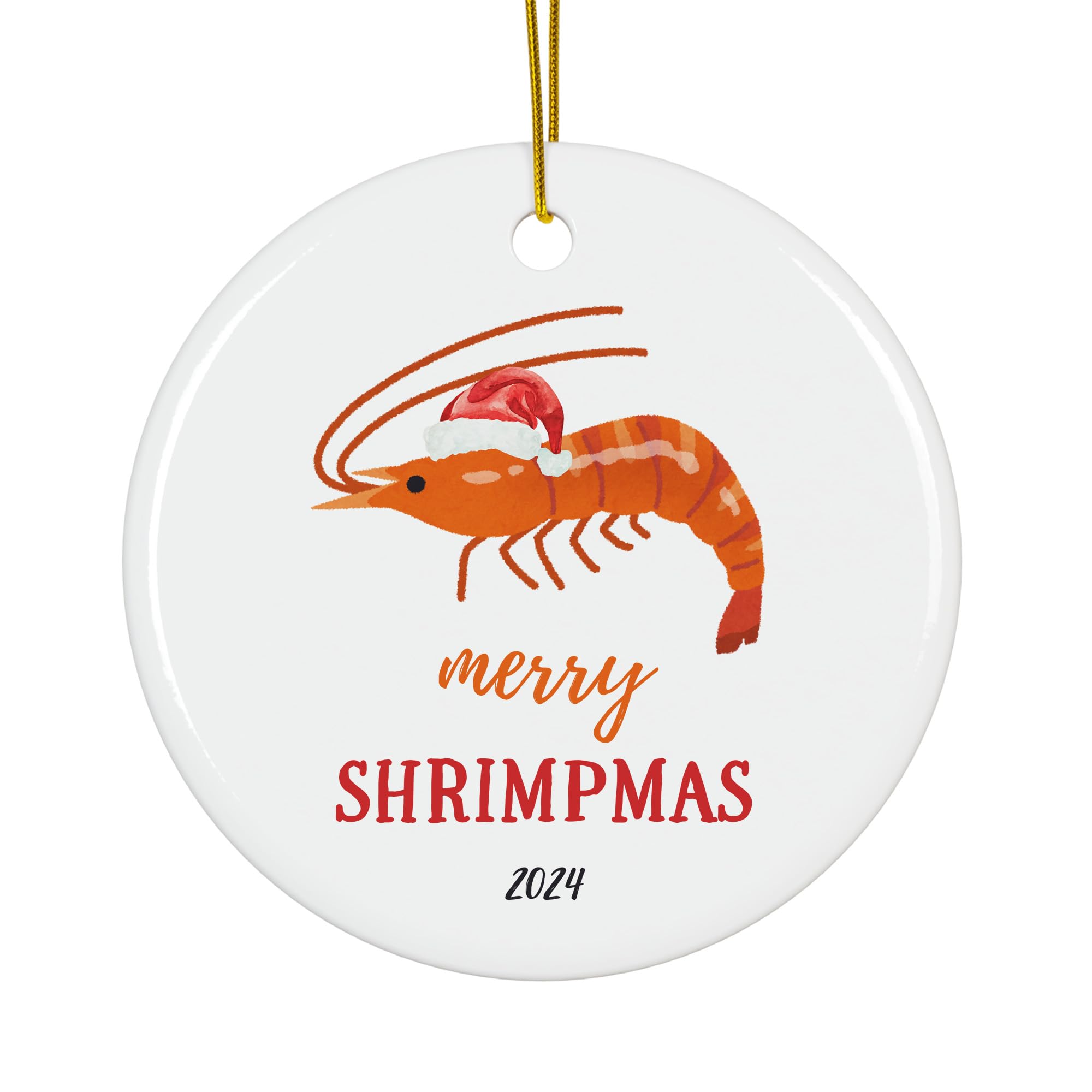 Amazon.com: Funny Merry Shrimpmas Ornament, Watercolor Style, 'Merry ...