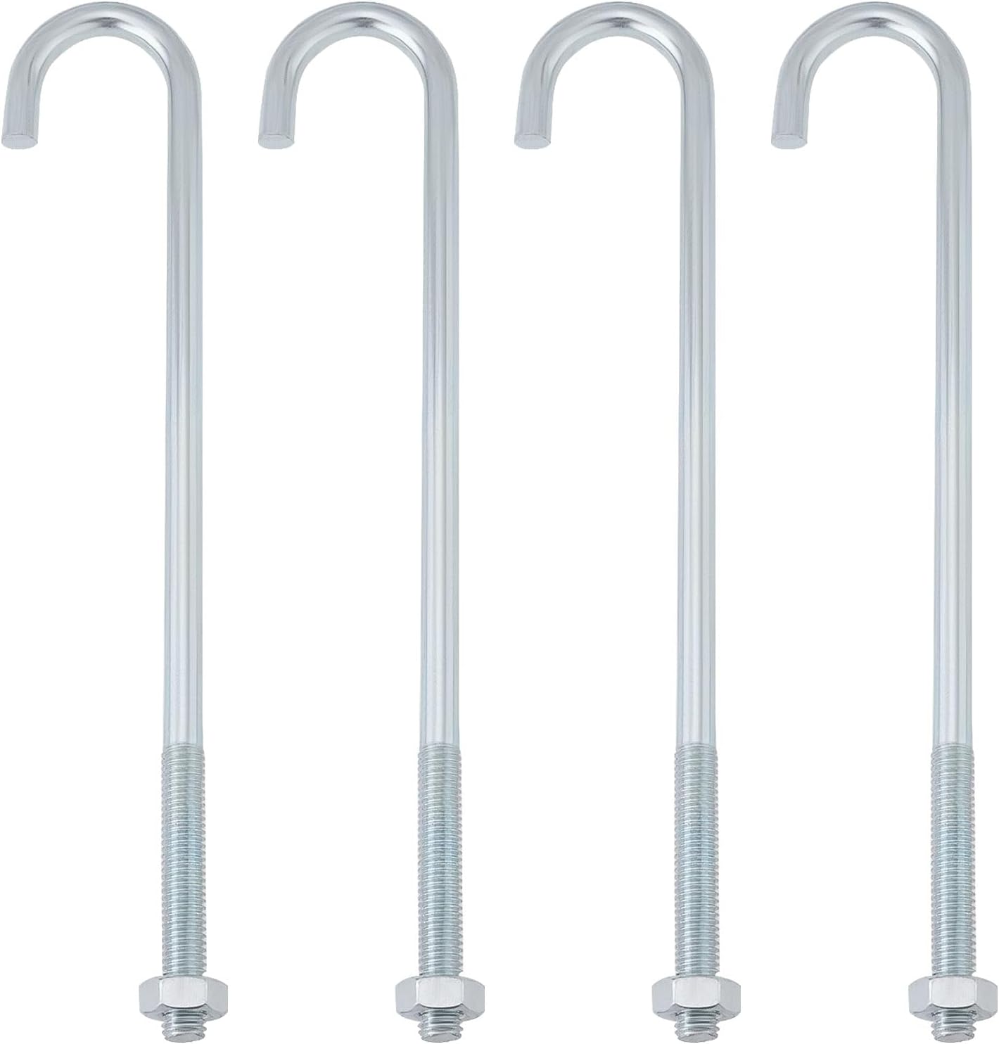 Briny River 4pcs M10 Hook Bolt J Long Shank Threaded Bolt Industrial ...