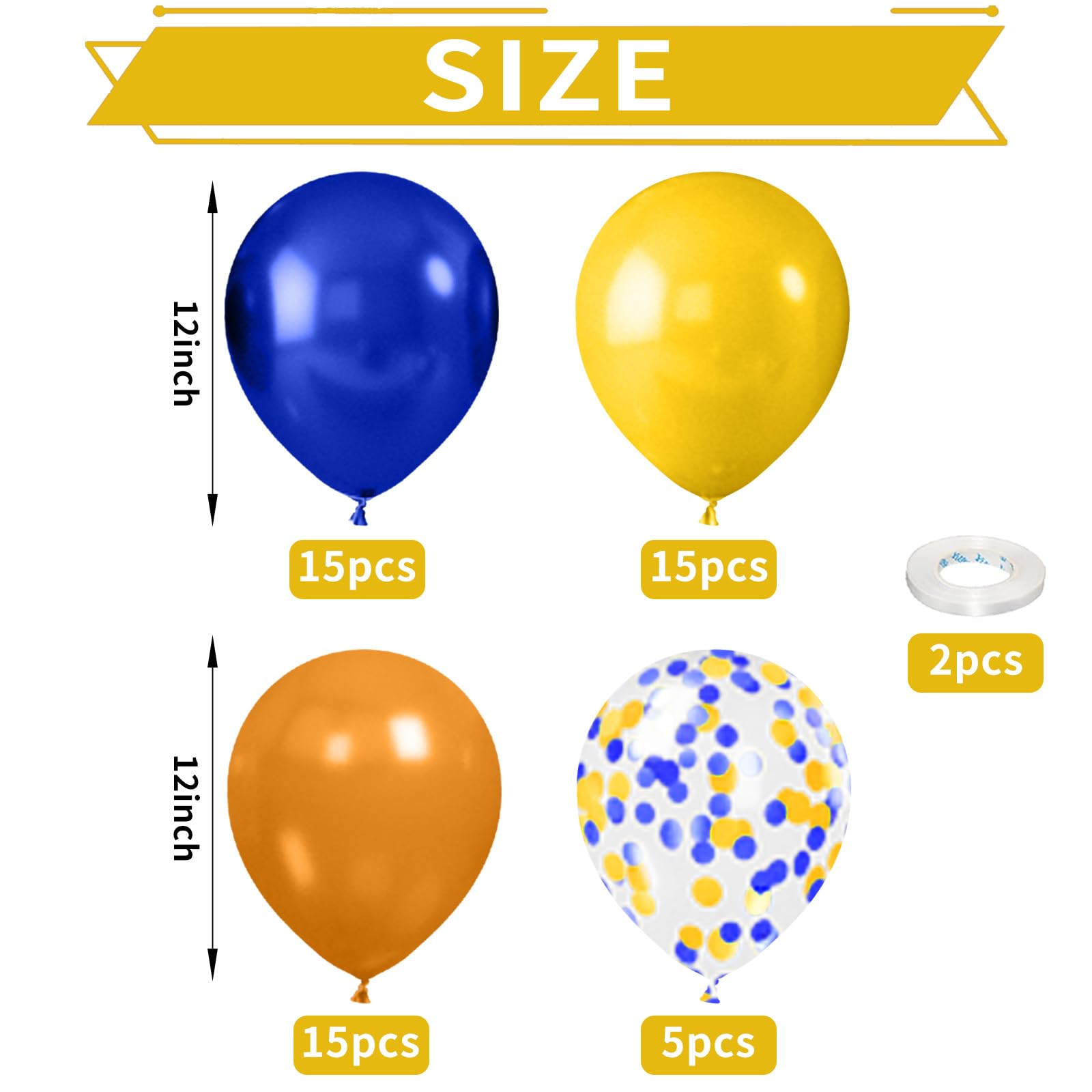 Snapklik.com : 52 PCS 12 Inch Retro Blue And Yellow Matte Balloons
