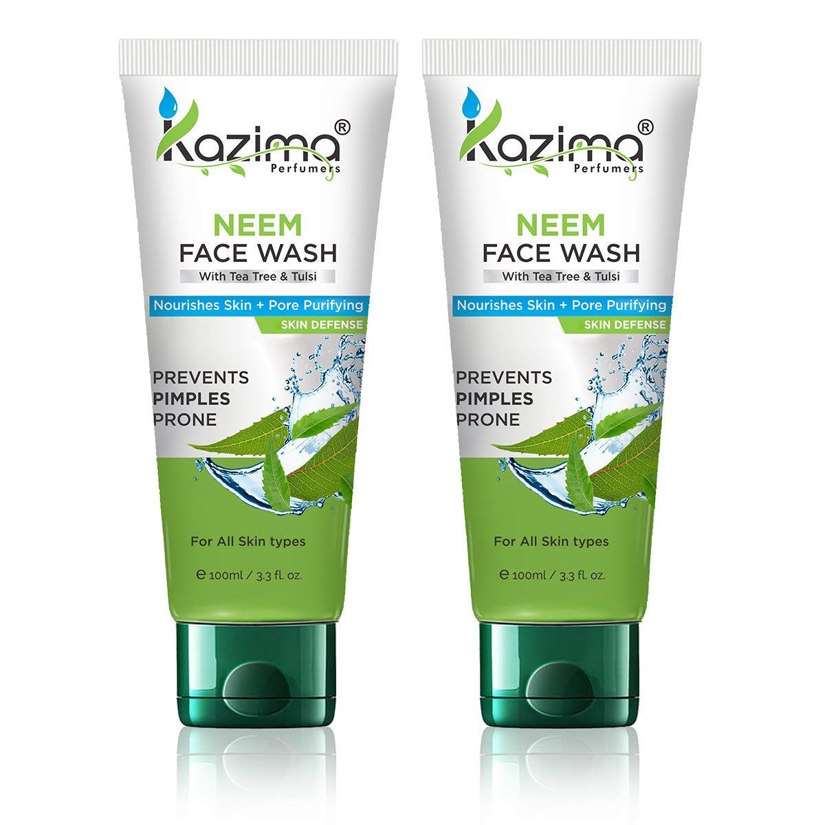 KAZIMA Neem Face Wash (Pack OF 2 Each 100ml) With Tulsi & Tea Tree For ...