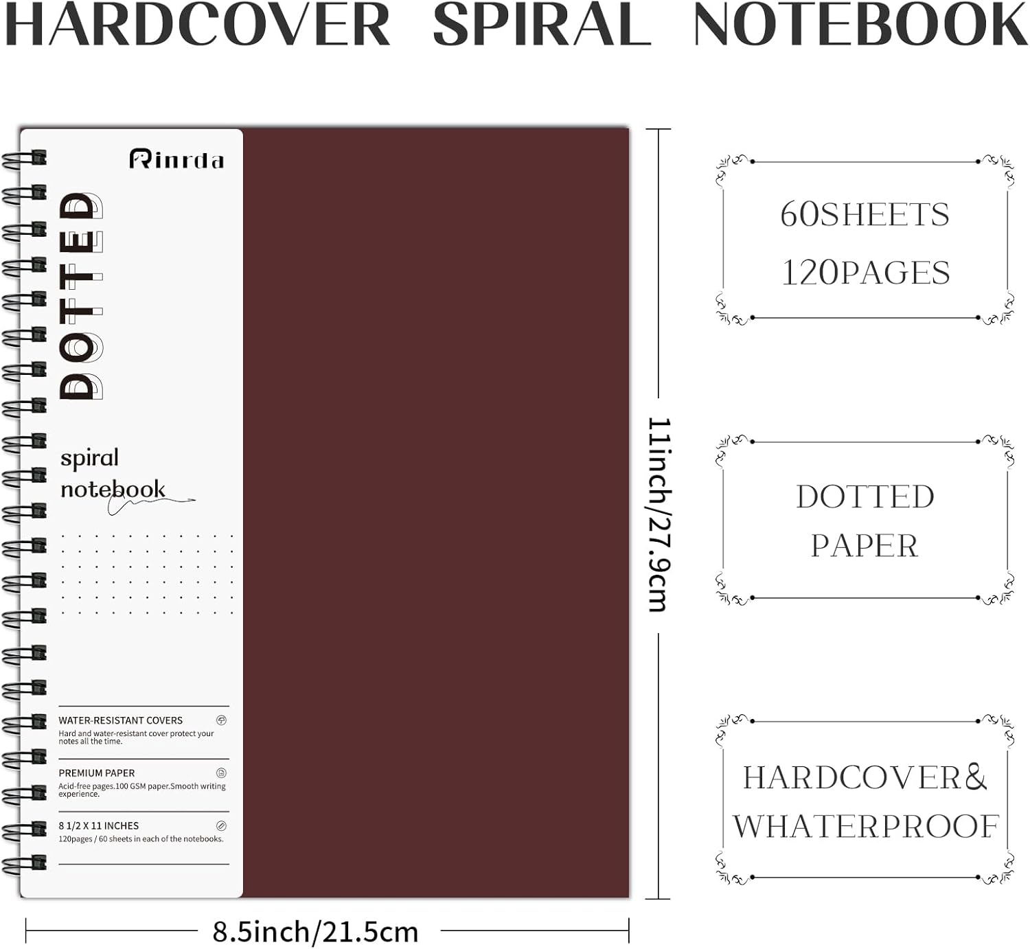 A4 Dotted Journal Spiral Notebook 8.5" x 11"-4 Pack Dot Grid Notebook ...