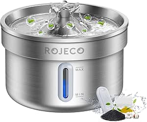 Amazon | ROJECO 犬 猫 自動給水器 猫 水飲み器自動 ステンレス製 2L循環式大容量ペット給水器 20dB静音省エネルギー 王冠式設計 お留守番対応 | ROJECO | 給水 ...