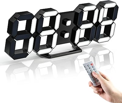 EDUP HOME 3D LED Wall 15” Remote Control Digital Timer Nightlight Watch ...