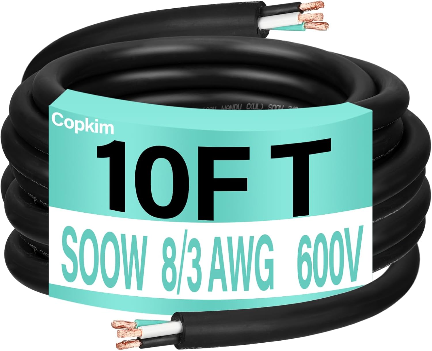 Amazon.com: Copkim 8/3 AWG 10 ft SOOW Power Cable, 600V 10 Gauge ...