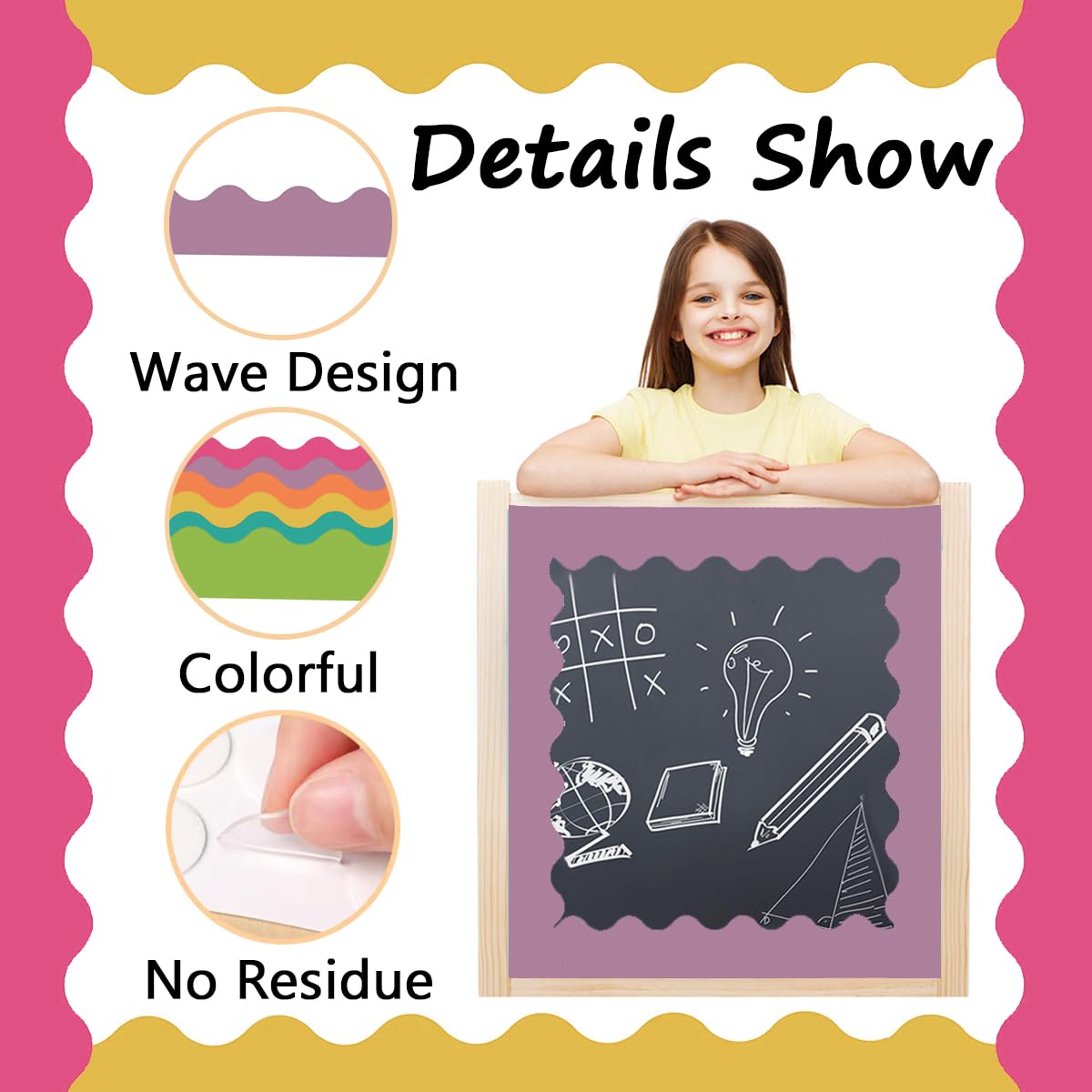 Acidea 196.8 ft Colorful Classroom Borders for Bulletin Board, 6 Rolls ...