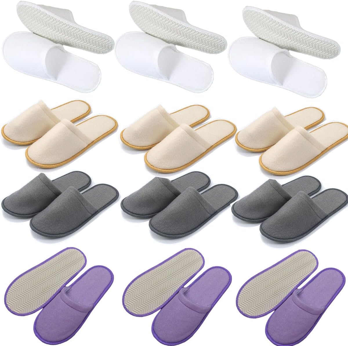 Aisetmoon 12 Pairs Disposable Travel Slippers, Washable Disposable Home ...