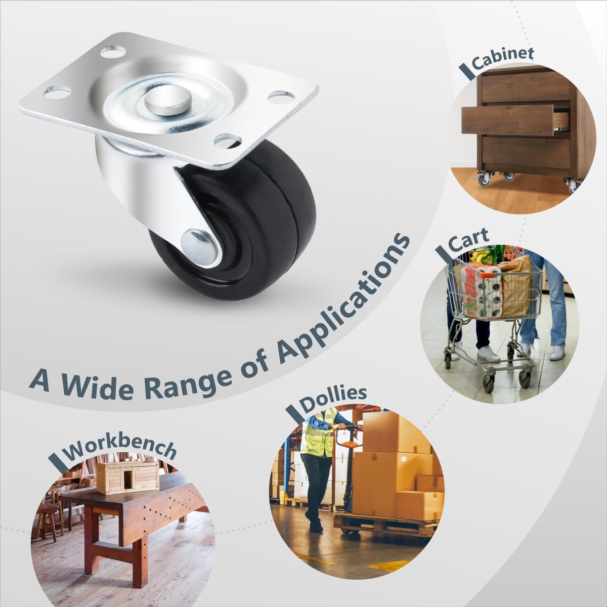 Snapklik.com : POWERTEC 1-1/2 Inch Swivel Caster Wheels Set Of 12
