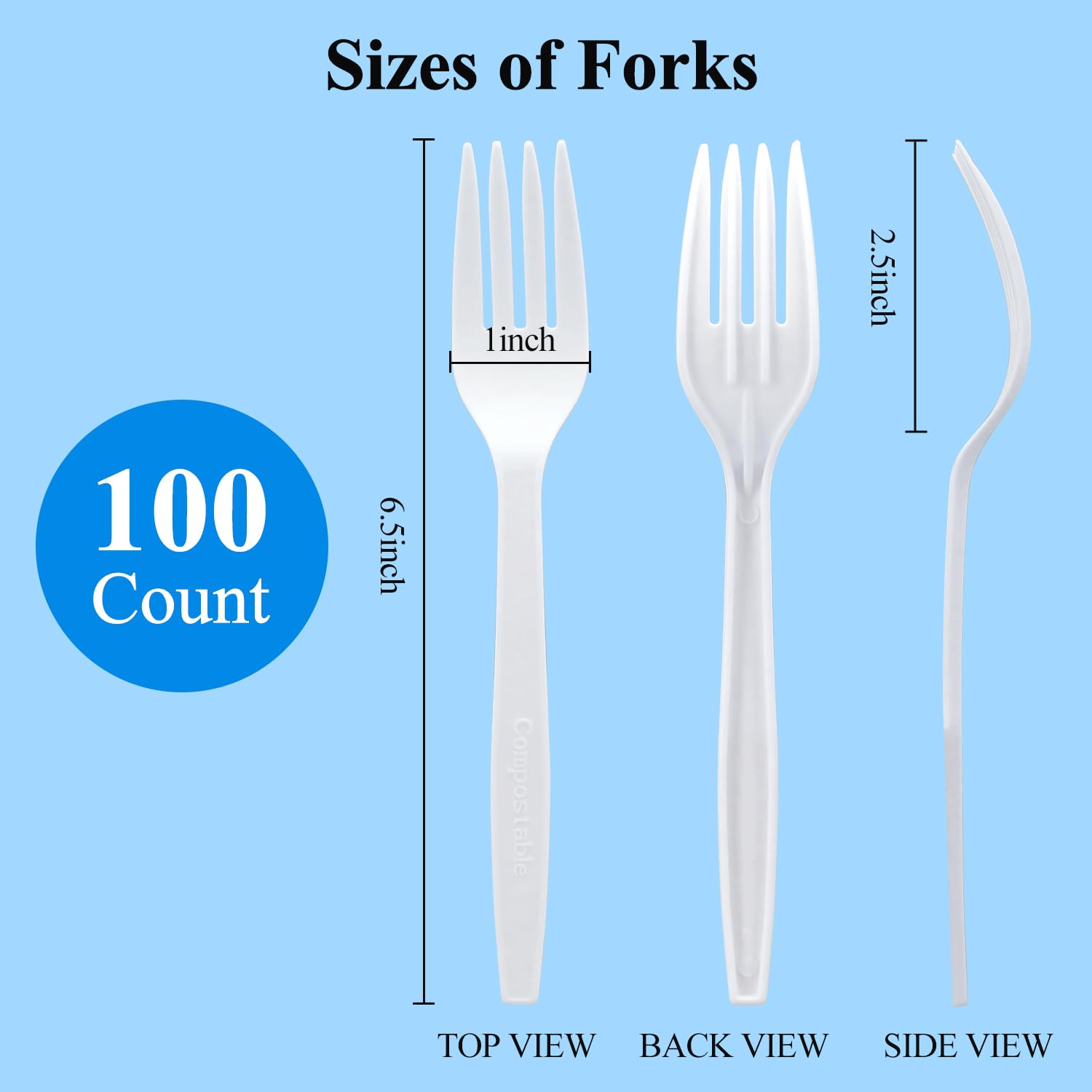 Snapklik.com : 100 Count Plastic Forks Heavy Duty, 6.5 Plastic Forks ...