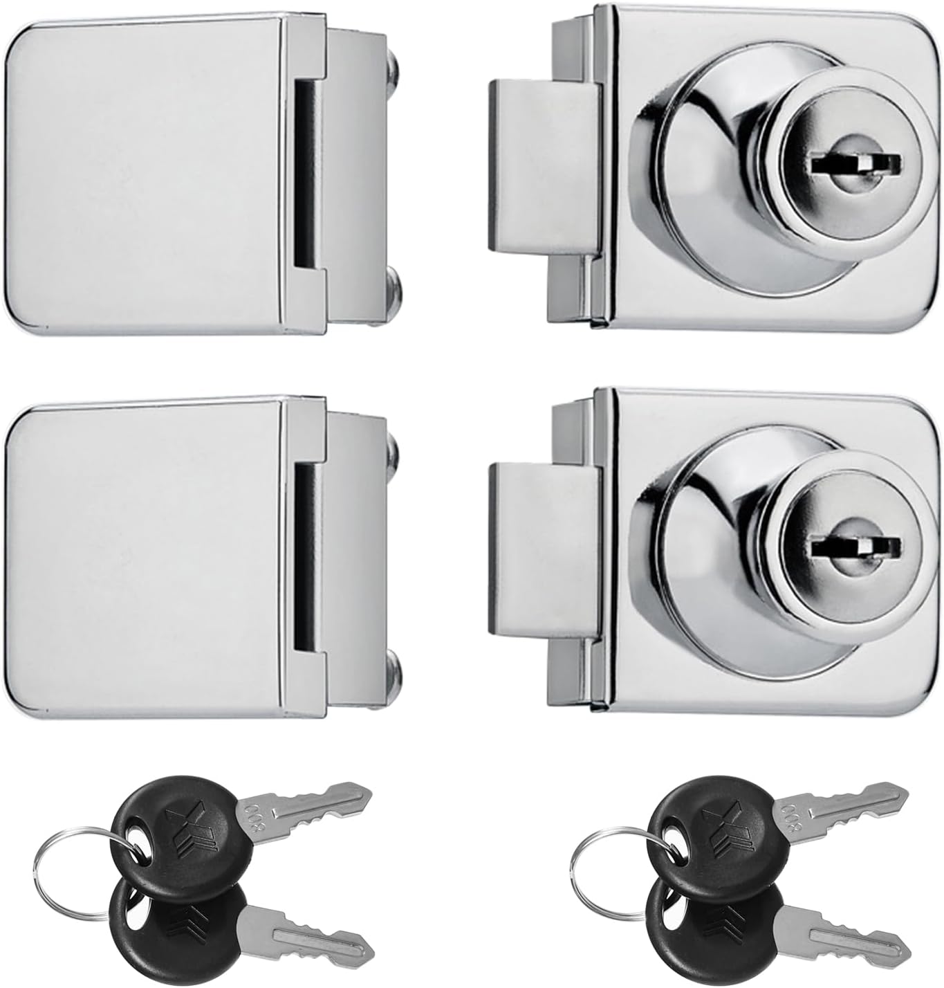 Zinc Alloy No Drill Glass Door Lock Double Door Display Cabinet Lock 2 ...
