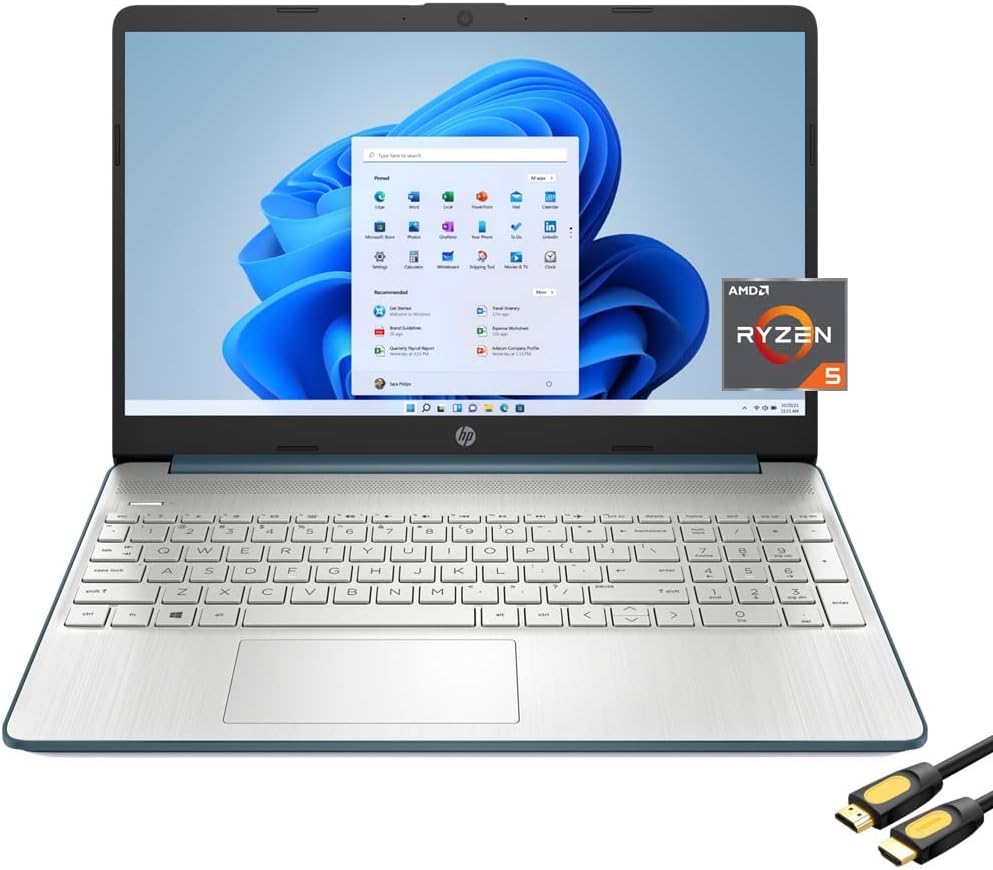 Amazon.com: HP 15 Business Laptop, 15.6" FHD Micro-Edge, AMD 6-Core ...