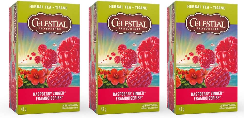 Amazon.com : Celestial Seasonings Raspberry Zinger Herbal Tea, Caffeine ...