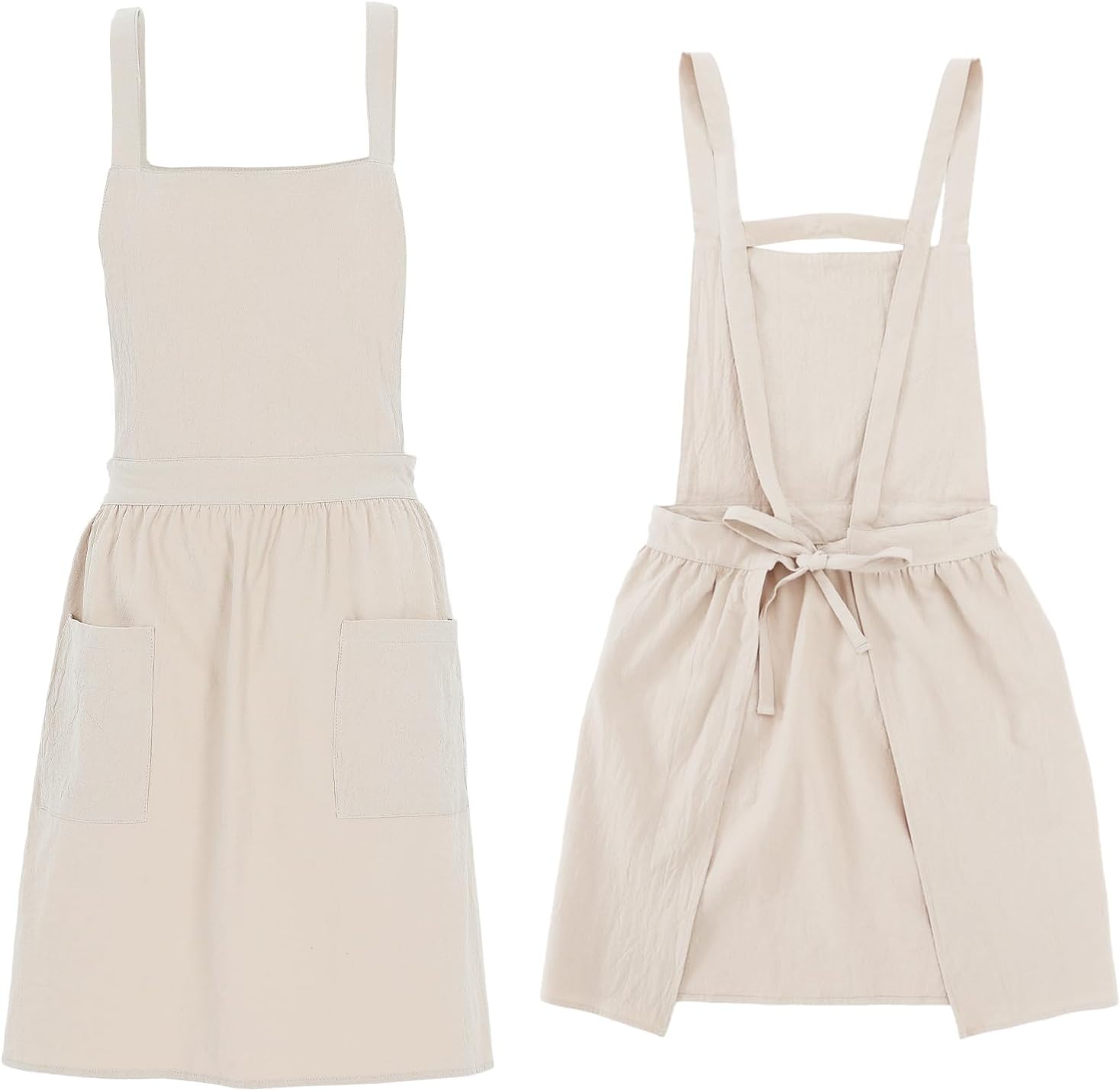 Amazon.com: Grevosea Cotton Linen Apron Cross Back Work Apron for Women ...