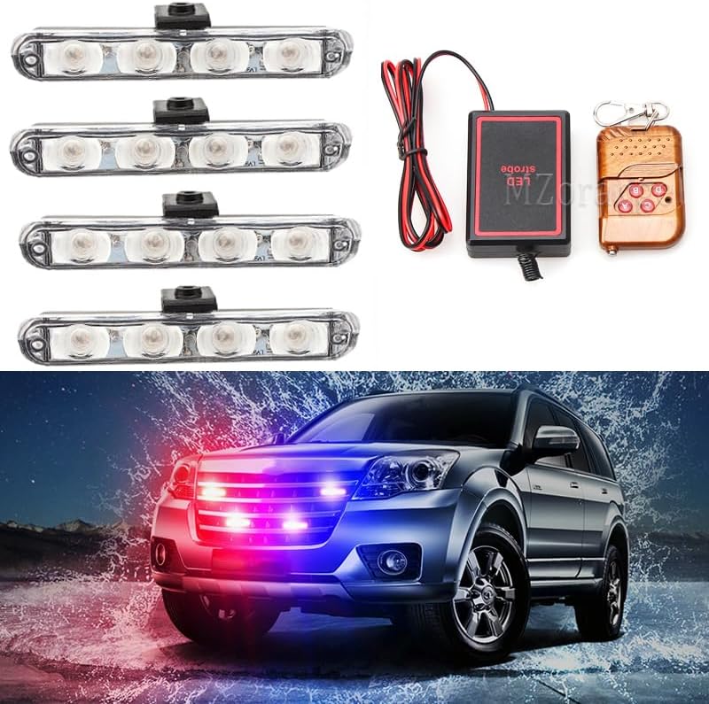 MANYACEM Car Grill Red & Blue LED Daytime Running Light DRL Police ...