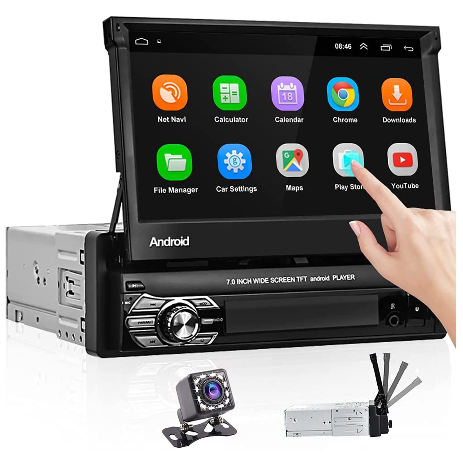 Buy Hikity Android Single Din Car Radio 7 Inch Flip Out Touch Screen ...