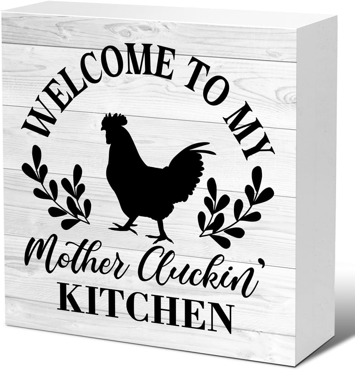 Amazon.com: Funny Kitchen Wood Block Signs,Welcome To My Mother Kitchen ...