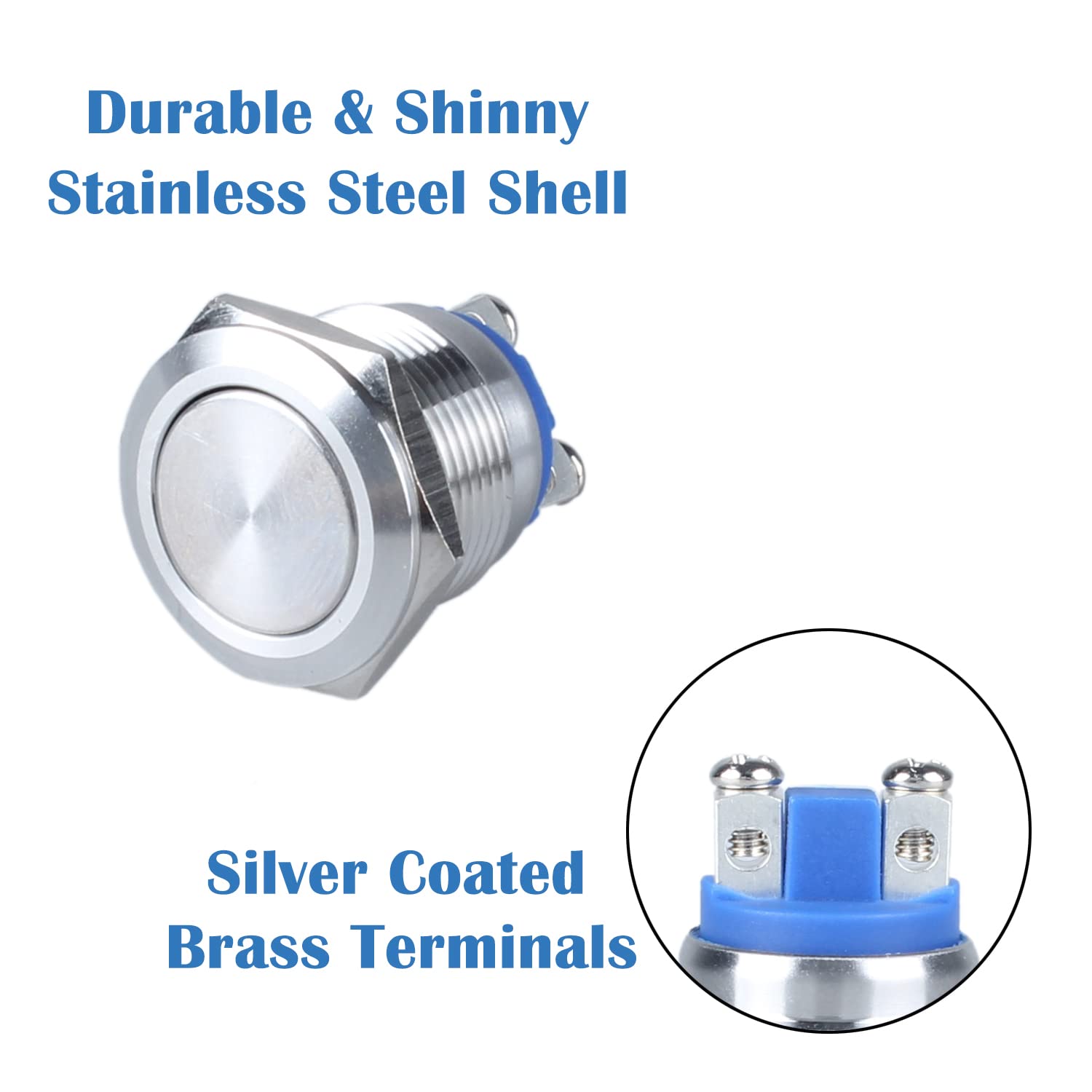 Snapklik.com : 2-Pack 19mm Metal Momentary Push Button Switch ...
