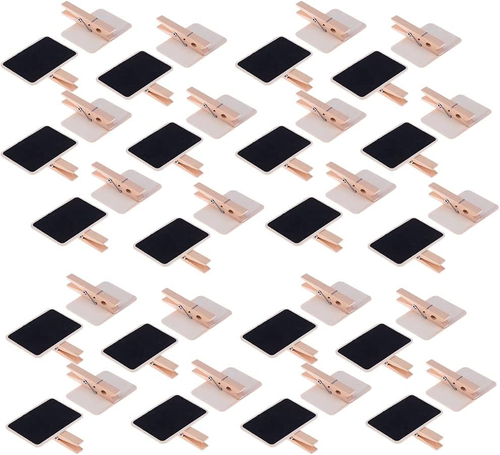 Amazon.com : 40Pcs 2.36 x 1.58 Inch Wood Mini Chalkboard Clips Wooden ...