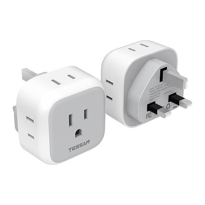 Buy US to UK Plug Adapter, TESSAN Type G Adapter with 4 AC Outlets, UK ...