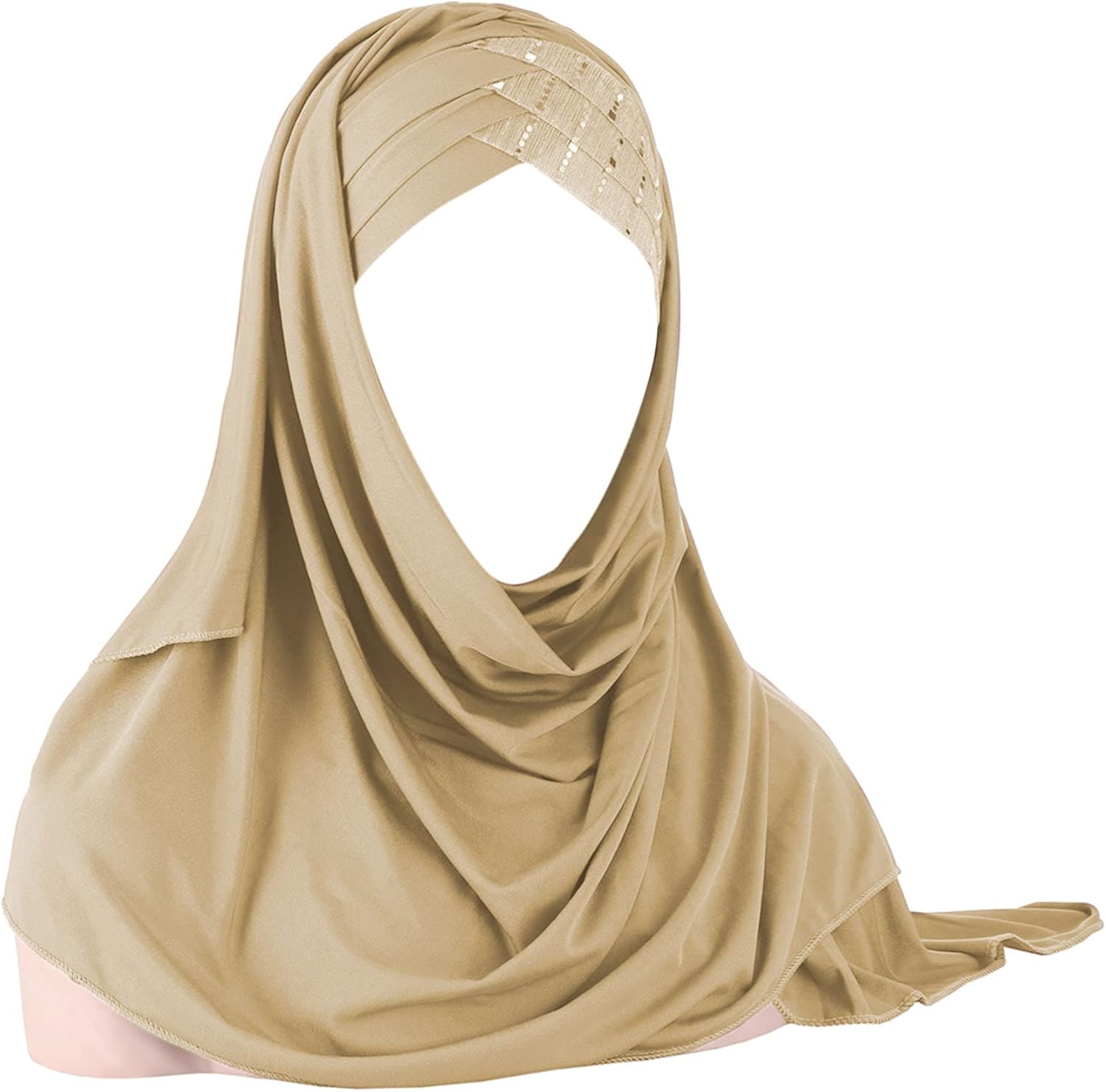 Caviotess Glitter Muslim Turban Hijab Cap Long Hejab One Piece Islamic ...